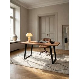 KADIMA DESIGN Schreibtisch 140x80x76 cm Massivholz / Metall Computertisch | Gr.: 120 x 60 x 76 cm