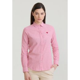 FELIX HARDY Damen Hemdbluse "Gestreiftes Langarm Hemd", rosa, Gr. L, 65% Baumwolle, 35% Leinen, Blusen