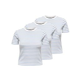 Only T-Shirt 3er Pack in Wei&szlig;/Blau | Gr.: L