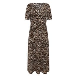 Zero Maxikleid kurzarm mit Leoprint in Beige/Black | Gr.: 36