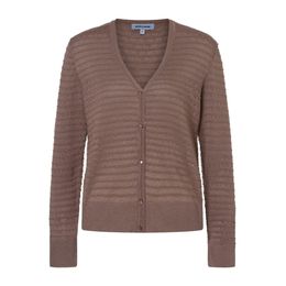 More & More More & More feine Strukturstreifen-Strickjacke in ginger brown | Gr.: 44