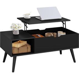 WOLTU Couchtisch, Schwarz, Metall, Rechteckig, konisch, 100x43x50 cm, Wohnzimmer, Wohnzimmertische, Couchtische