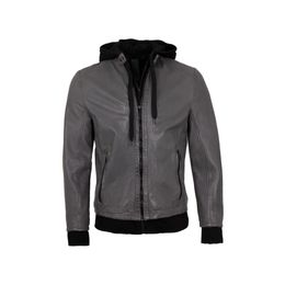 Mauritius Lederjacke Kapuze Lammnappa in Grau | Gr.: XL