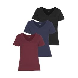 H.I.S. T-Shirt in schwarz, marine, bordeaux | Gr.: 40-42