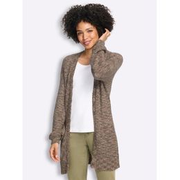 Heine Strickjacke in taupe-papaya-meliert | Gr.: 48