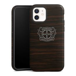 DeinDesign iPhone 12 mini Handy Panzer Handyh&uuml;lle robuste Outdoor H&uuml;lle Schutzh&uuml;lle gl&auml;nzend Bayer 04 Leverkusen Wooden Look Official Licensed Product Tough Case