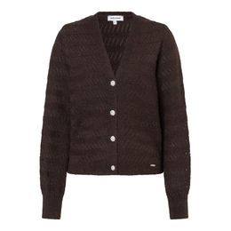 More & More More & More kurze Ajour-Strickjacke, Zierkn&ouml;pfe in espresso brown | Gr.: 34