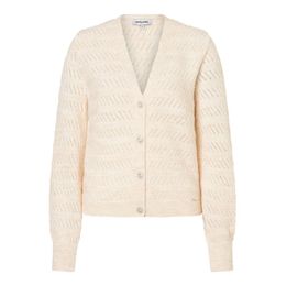 More & More More & More kurze Ajour-Strickjacke, Zierkn&ouml;pfe in powder cream | Gr.: 46