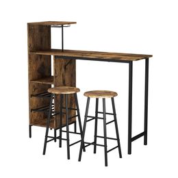 VICCO Bartisch-Set, Schwarz, Wildeiche, Holzwerkstoff, 2-Sitzer, 6 F&auml;cher, Rechteckig,Rechteckig, 121.5x120x40 cm, Esszimmer, Barm&ouml;bel, Barschr&auml;nke & Theken
