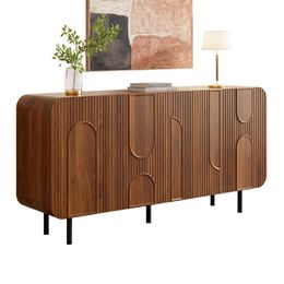Flieks Sideboard, Walnuss, Holzwerkstoff, 40x79x160 cm, Wohnzimmer, Kommoden & Sideboards, Sideboards
