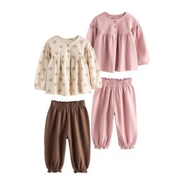 Next Schlafanzug M&auml;dchen Gr&ouml;&szlig;e 110 beige / dunkelbraun / ros&eacute;