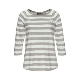 ELBSAND 3/4-Arm-Shirt in creme-taupe gestreift | Gr.: XL