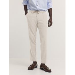 Bugatti Herren Bundfaltenhose "Superior touch"20, ecru, Gr. 34, unifarben, 57% Polyester, 22% Wolle, 17% Viskose, 4% Elasthan, Hosen, mit Stretch und