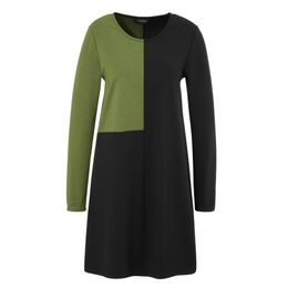 Aniston CASUAL Jerseykleid in schwarz-moosgr&uuml;n | Gr.: 42