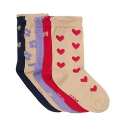 Minymo Kinder Socken "Socks with Pattern (5-Pack)" in Rot | Gr.: 27-30
