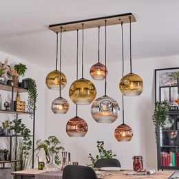hofstein Ripoll H&auml;ngeleuchte Glas 20 cm, 25 cm, 30 cm Naturfarben, Schwarz, 8-flammig