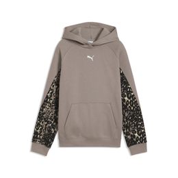 Puma M&auml;dchen Kapuzensweatshirt "SPORT ANIMAL HOODIE FL G", braun, Gr. 176, bedruckt, Fleece, Obermaterial: 68% Baumwolle, 32% Polyester, Sweatshirts,