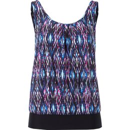 CR&Eacute;ATION L Damen Tankini-Oberteil mit elastischem Bund, bedruckt blau-gemustert Gr&ouml;&szlig;e 42D