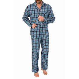 Normann Flanell Pyjama Schlafanzug zum durchkn&ouml;pfen - 38283 in marine | Gr.: 58