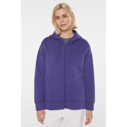 Damen Kapuzensweatjacke, lila, Gr. XXXL, SENSES.THE LABEL, unifarben, Material: 72% Polyester, 25% Viskose, 3% Elasthan, Sweatjacken