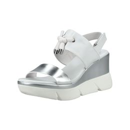 Nero Giardini Damen Keilsandalette "Nero Giardini Sandalen Leder", Gr. 38, silber, Leder, Schuhe