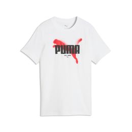 Puma Jungen T-Shirt "GRAPHIC TEE B", wei&szlig;, Gr. 152, unifarben, Jersey, Obermaterial: 100% Baumwolle, Shirts, Regular Fit, Kurzarm, sportlicher Stil,