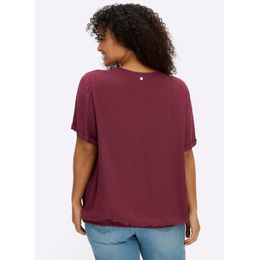 sheego Damen Schlupfblusebordeaux, Gr. 52, unifarben, 100% Viskose, Blusen