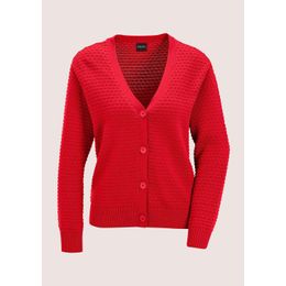 Madeleine Mode MADELEINE Damen Strickjacke "Strickjacke Eleganter Cardigan mit V-Ausschnitt", rot, Modern, Gr. 40, Obermaterial: 100% Baumwolle CO., Strickjacken,