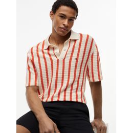 Tommy Hilfiger Herren Poloshirt "OPEN KNIT RELAXED FIT POLO"muslin, brilliant orange, Gr. XXL, Strick, Obermaterial: 100% Baumwolle, Shirts, aus