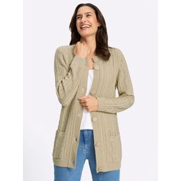 Inspirationen Damen Strickjacke, beige, Gr. 40, unifarben, 50% Baumwolle, 50% Polyacryl, Strickjacken
