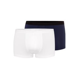 Hanro Retro Short / Pant Micro Touch in Wei&szlig; / dunkelblau | Gr.: L