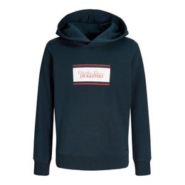 Jack & Jones Kinder Kapuzensweatshirt "JJBUSTER SWEAT HOOD BTS SN JNR", blau, Gr. 152, JACK & JONES JUNIOR, bedruckt, angeraute Sweatware, Obermaterial: 60%