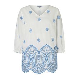 More & More More & More luftige 3/4 Arm-Tunika, Lochspitze in white/blue | Gr.: 36