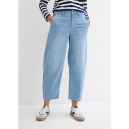 bonprix Damen Stretch-Jeans, blau, Gr. 46, Obermaterial: 98% Baumwolle, 2% Elasthan, Jeans, mit Stretch-Anteil, lockere Passform, verk&uuml;rzte Balloon