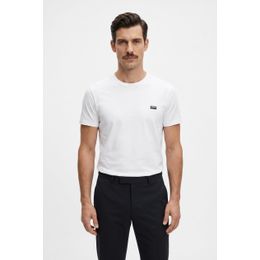 BOSS Herren T-Shirt, Gr. M, wei&szlig;, Jersey, Obermaterial: 100% Baumwolle, unifarben, Shirts, Rundhals, Jersey, kleines Logo, regular fit