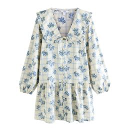next Kleid Damen Gr&ouml;&szlig;e 48 blau / wei&szlig; Sommerkleid