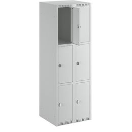 3er-Schlie&szlig;fachschrank Fydor, 2 Abteile, lichtgrau, B 600 mm, flache Dachform, Vorh&auml;ngeschloss kaiserkraft
