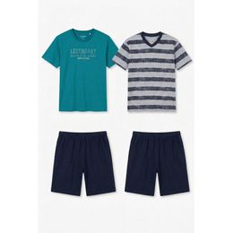 Le Jogger Pyjama in petrol-marine, grau-meliert-marine | Gr.: 182