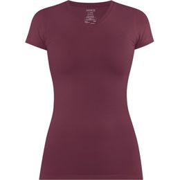 Normani Figurbetontes T-Shirt mit V-Ausschnitt Siena in Burgund | Gr.: L