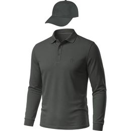 Normani Herren Langarm Poloshirt mit passender Baseballkappe in Grau | Gr.: XL