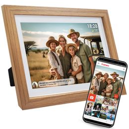 Denver PFF-1042 WLAN-Bilderrahmen 10.1" Touchscreen, Holz, hellbraun