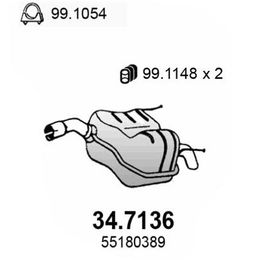 Asso Endschalld&auml;mpfer 347136 f&uuml;r Vaughall Opel
