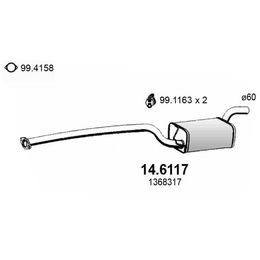 Asso Mittelschalld&auml;mpfer 146117 f&uuml;r Ford Volvo
