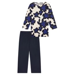 Schiesser Pyjama Damen Gr&ouml;&szlig;e XXXL elfenbein / dunkelblau Sommerkleid