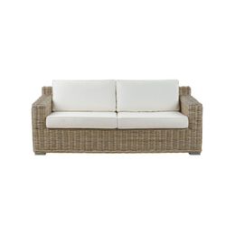 Beliani Gartensofa ARDEA in Naturfarben/Beige/Wei&szlig; - (W) 194 x (H) 70 x (L) 90 cm | Gr.: onesize