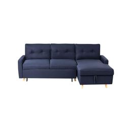 Beliani Ecksofa FLAKK in Blau/Braun - (W) 232 x (H) 90 x (L) 147 cm linksseitig | Gr.: onesize