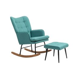 HOMCOM Schaukelstuhl mit Hocker in Dunkelgr&uuml;n 64L x 89B x 90H cm | Gr.: onesize