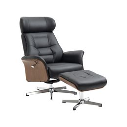 HOMCOM Relaxsessel mit Hocker in Schwarz 80L x 84B x 108H cm | Gr.: onesize