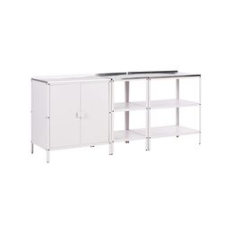 Beliani 3er-Set Gartenk&uuml;che VILAMA in Wei&szlig;/Silber | Gr.: onesize