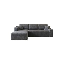 ABRIHOME Ecksofa in Grau 241cm L Form links mit 2 Sitzen tiefer Sitz | Gr.: onesize
